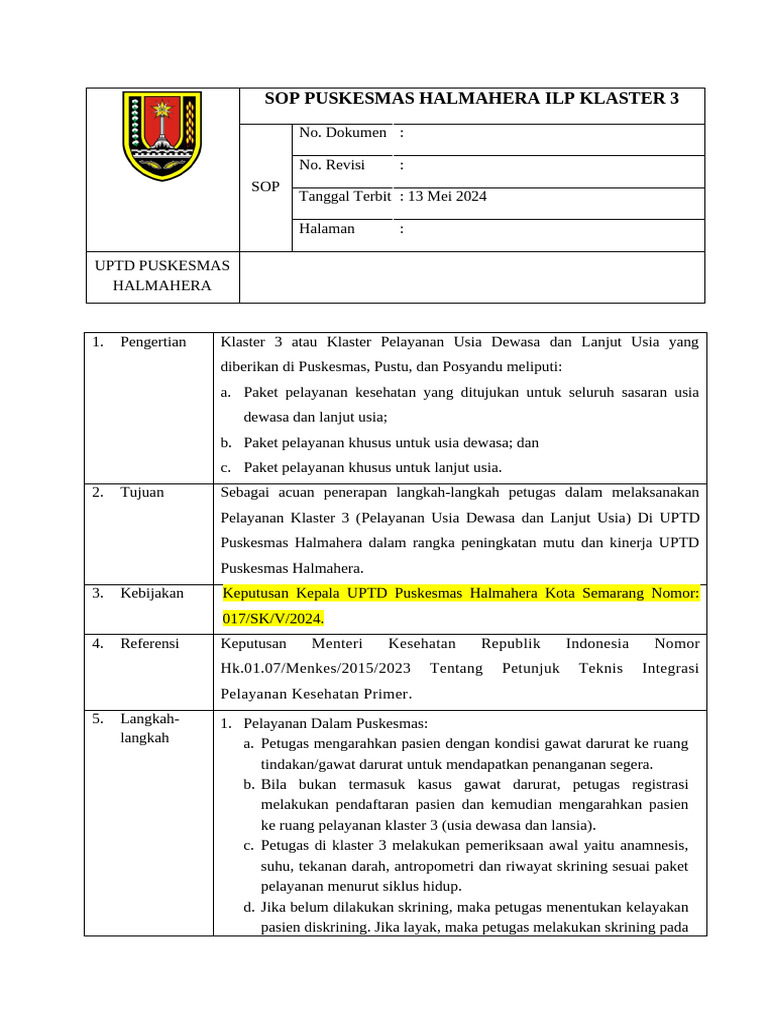 Sop Ilp Klaster 3 | PDF