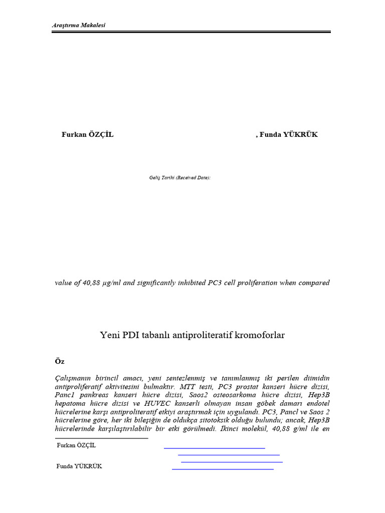 Novel Perylene Diimide Based Antiproliferative Chromophores | PDF ...