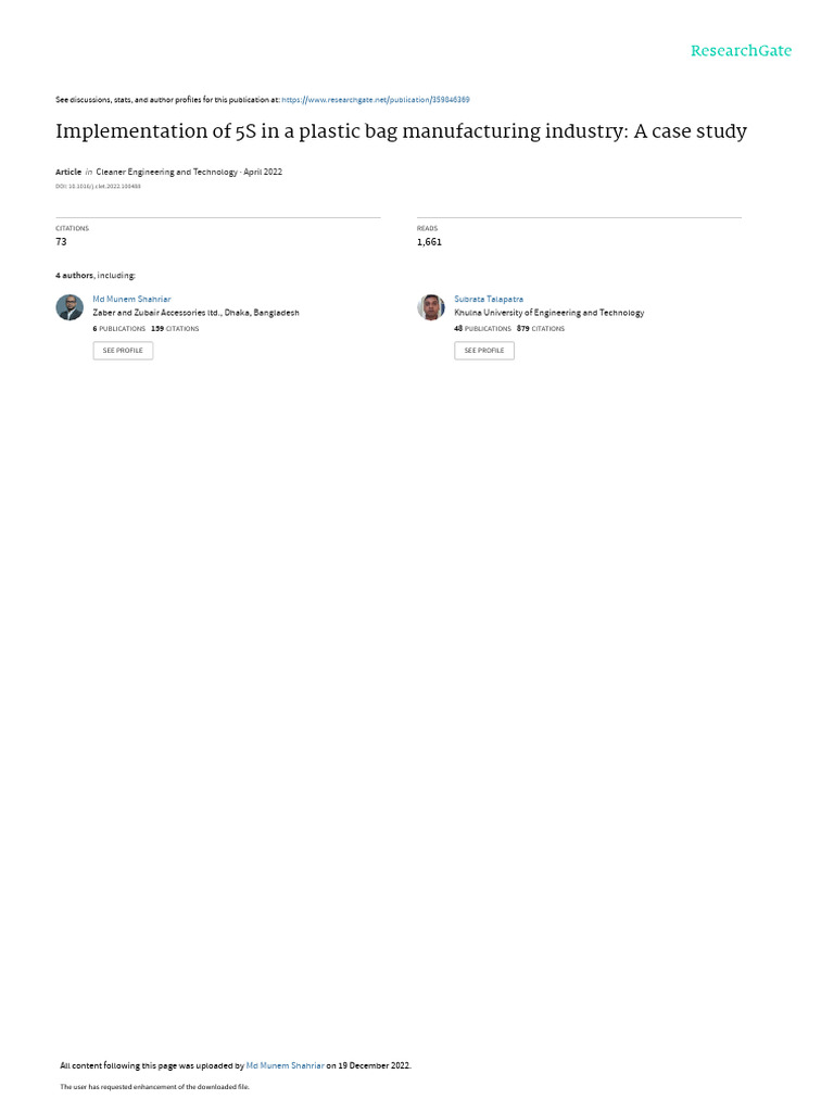 5S - Implementation of 5S in A Plastic Bag Manufacturing Industry A ...