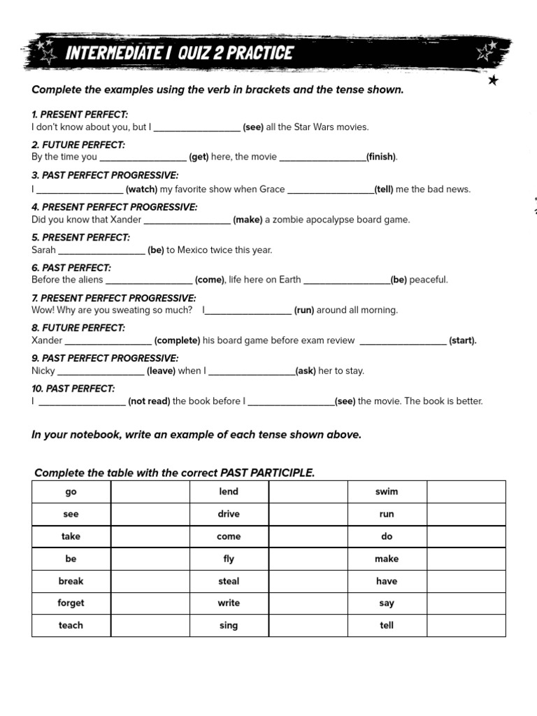 Intermediate English Verb Tenses Quiz | PDF | Perfect (Grammar ...