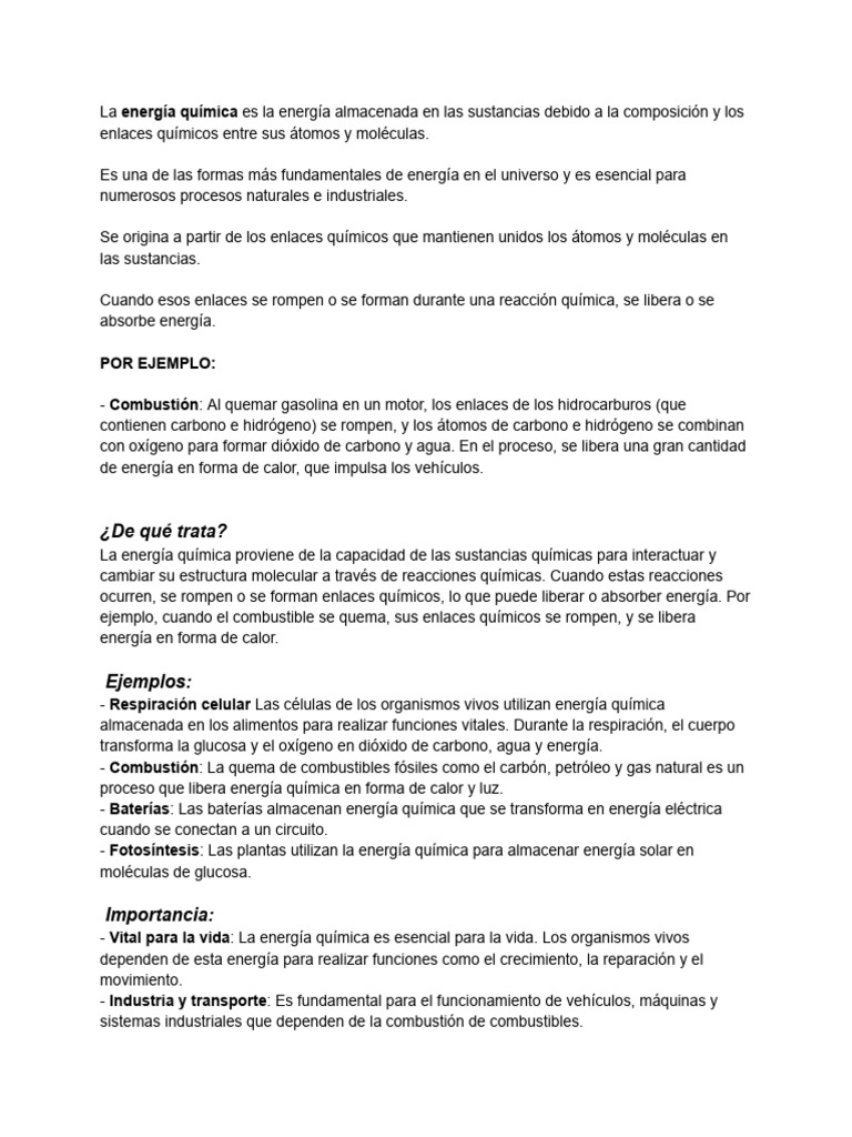 La Energía Química | PDF | Combustibles | Hidrocarburos