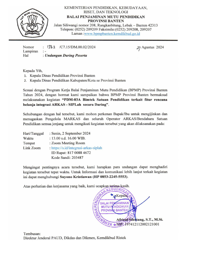 1382 Undangan Daring Peserta | PDF