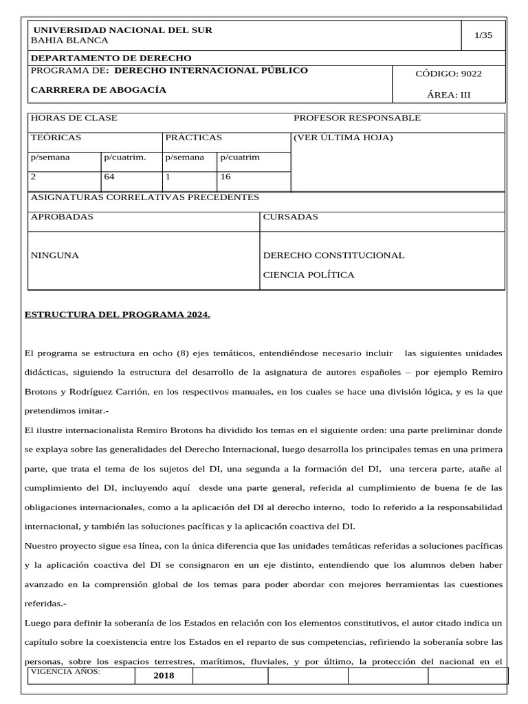 Programa Cronograma Dip 2024 | PDF | Ley internacional | Relaciones Internacionales