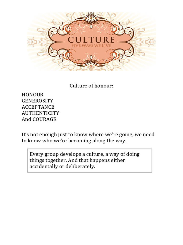 Cultivating a Culture of Honour | PDF | Religious Belief And Doctrine ...