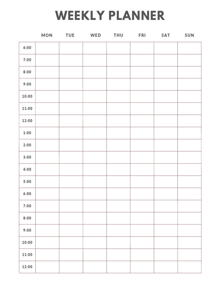 Minimal Weekly Schedule Planner | PDF