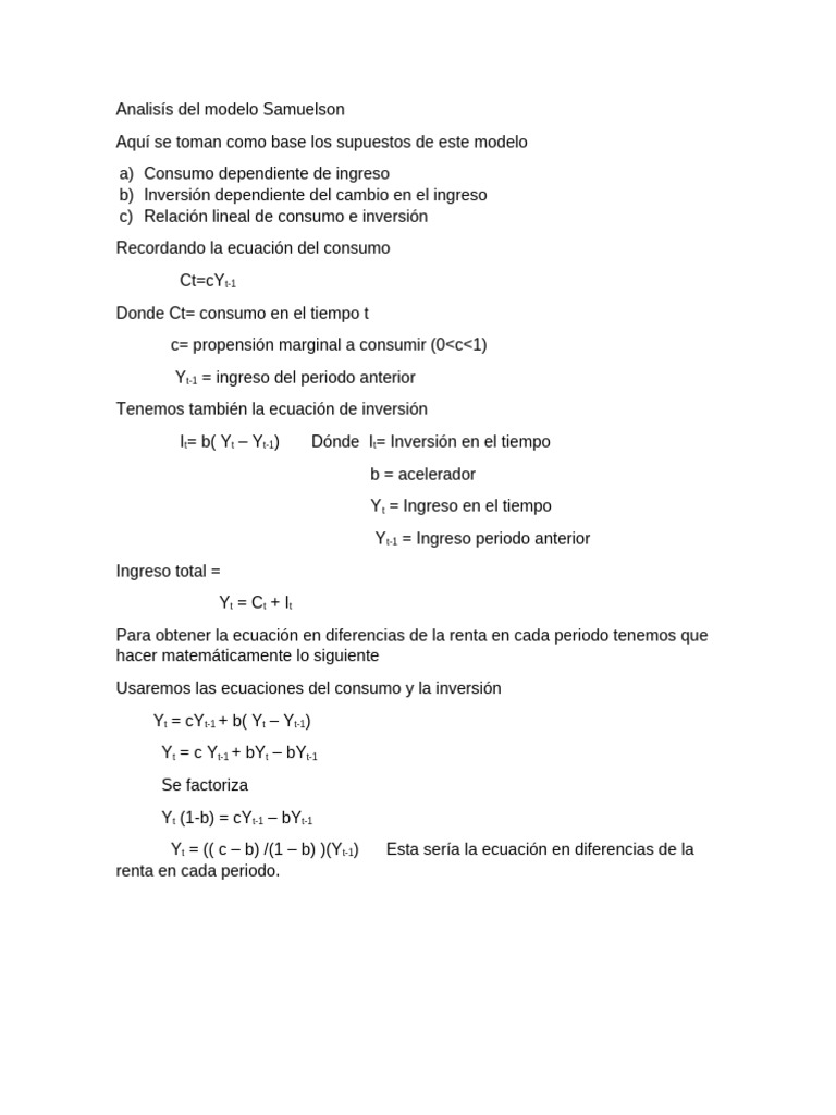 Analisís Del Modelo Samuelson | PDF