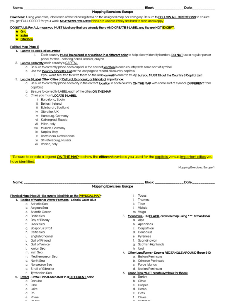 Mapping Exercises - Europe | PDF | Europe | European Union