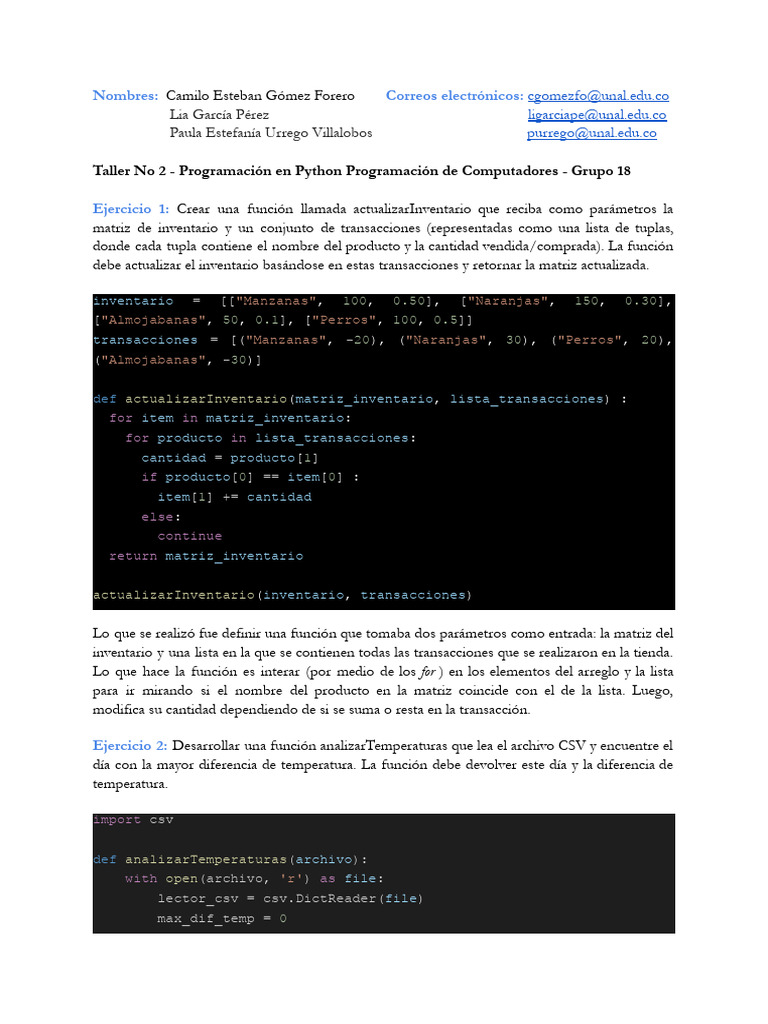 Taller Python: Funciones y Ejercicios | PDF | Matemáticas Aplicadas | Ciencias de la Computación