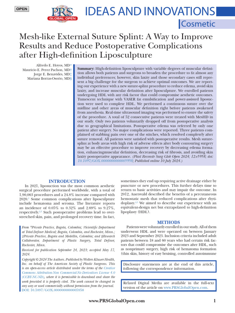 Mesh Like External Suture Splint A Way To Improve.31 | PDF | Surgery ...