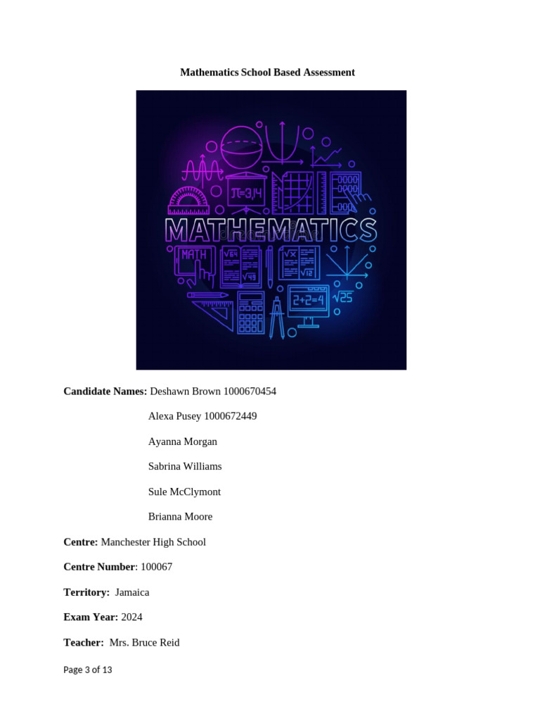 Mathematics SBA (Final Draft) | PDF | Prices | Pricing