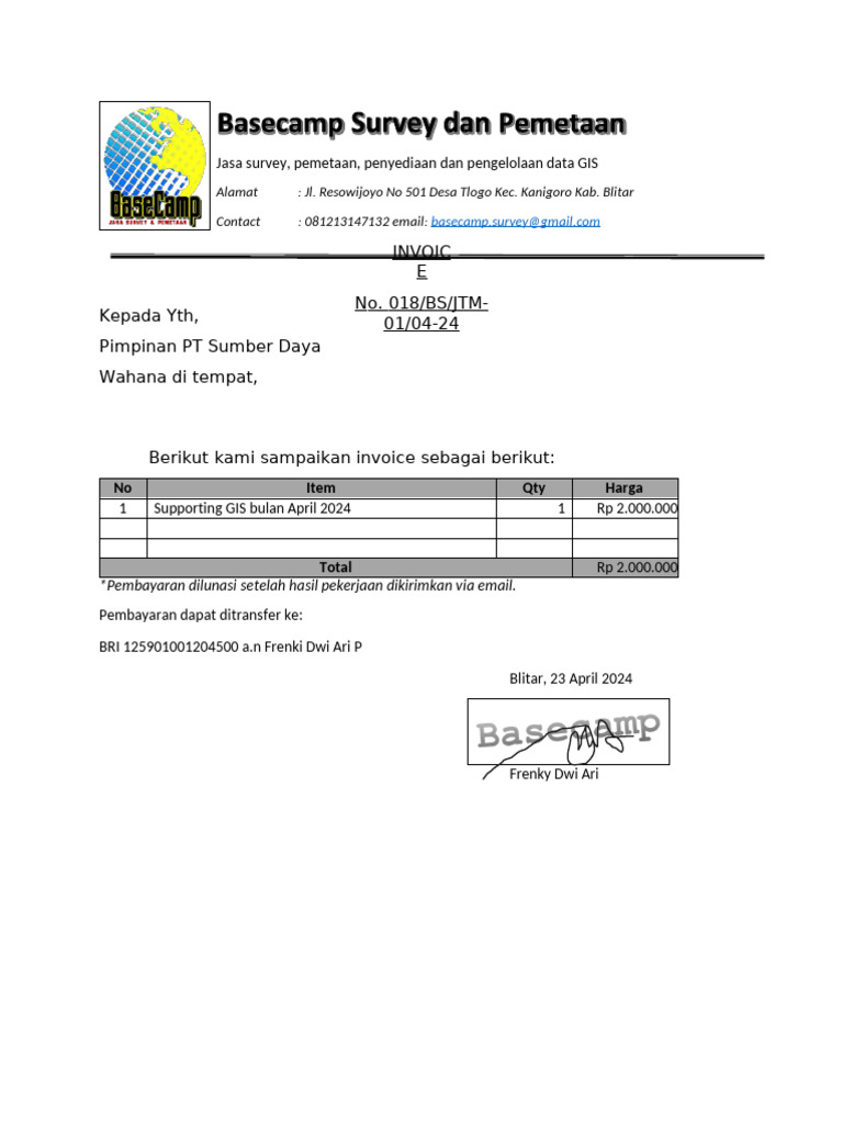 Invoice Supporting Bulan Maret 2024 | PDF