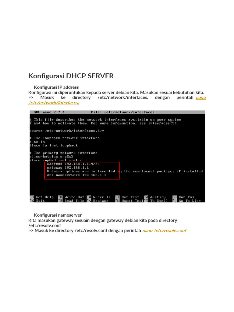 Cara Install Dan Konfigurasi DHCP Server Di Debian 9 | PDF | Komputer | Teknologi & Rekayasa