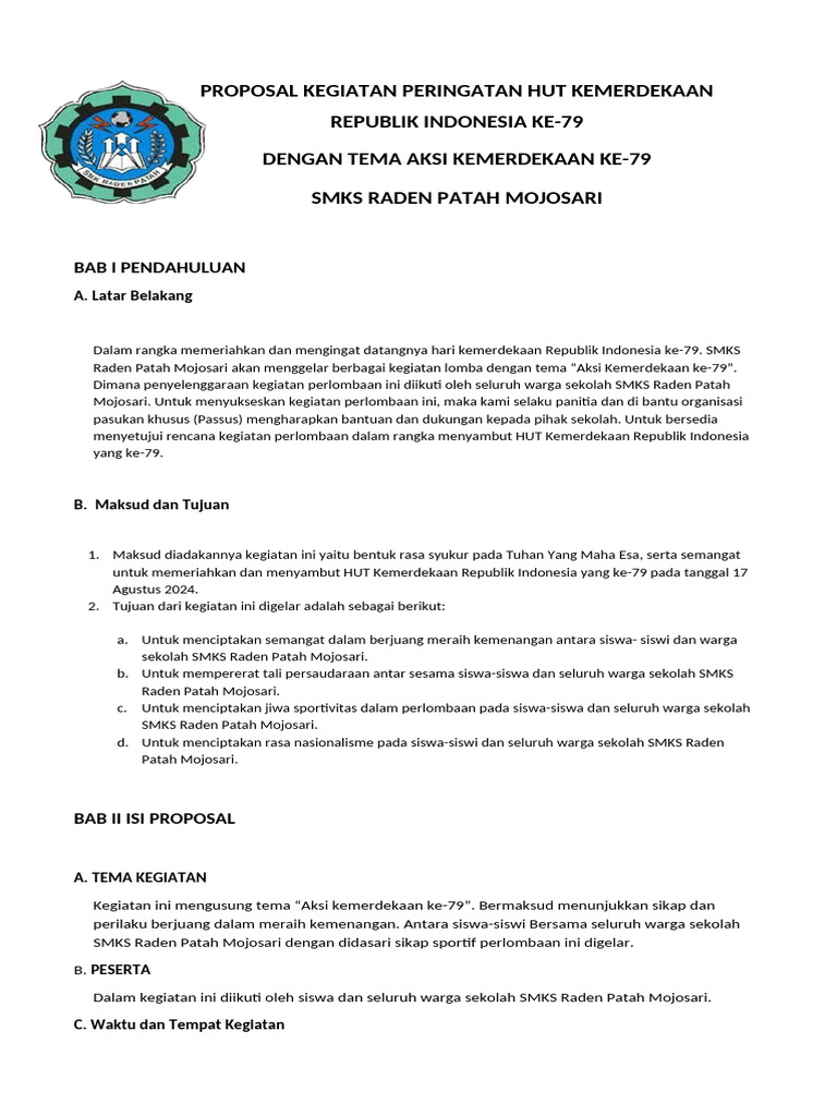 Proposal Kegiatan Peringatan Hut Kemerdekaan | PDF