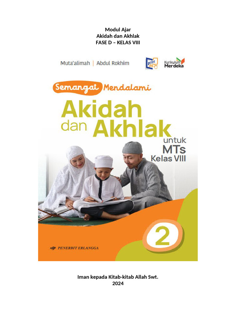 Modul Ajar Semangat Mendalami Akidah Dan Akhlak MTs Kelas 8 - Bab 1 | PDF