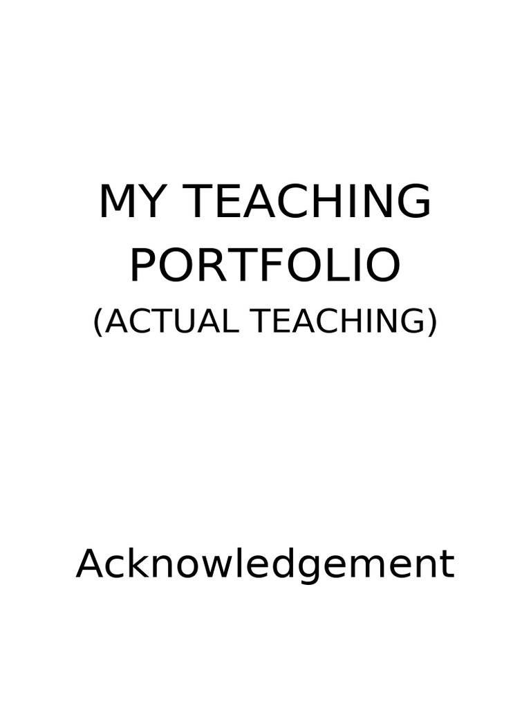 Teaching Internship Portfolio Orig | PDF | Educational Assessment | Teachers