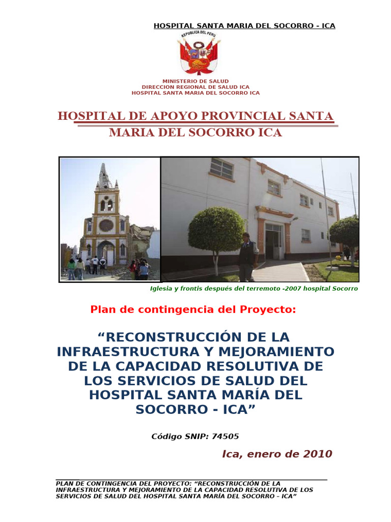 Plan Ica Socorro | PDF | Hospital | Presupuesto