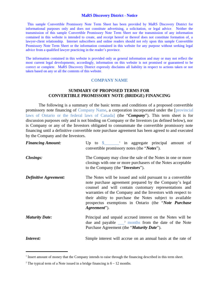 Convertible Promissory Note Terms | PDF | Valuation (Finance) | Equity ...