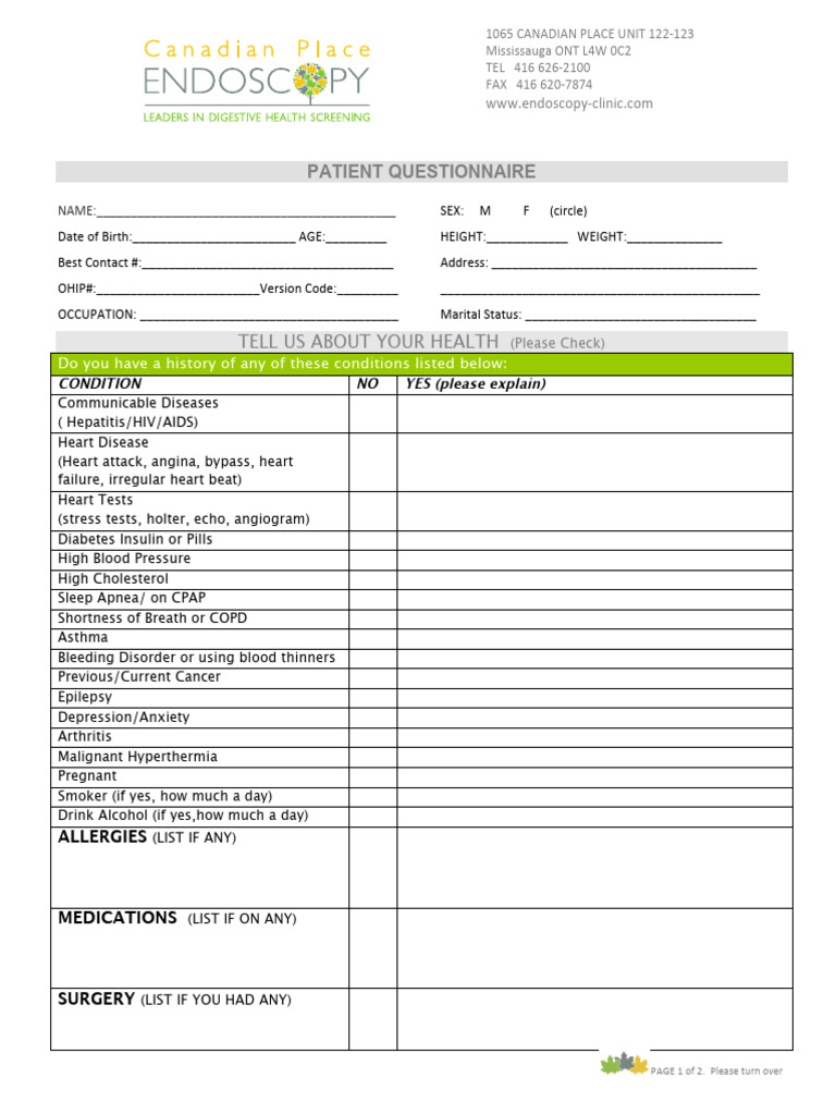 Patient Questionnaire | PDF | Bloating | Digestive Diseases