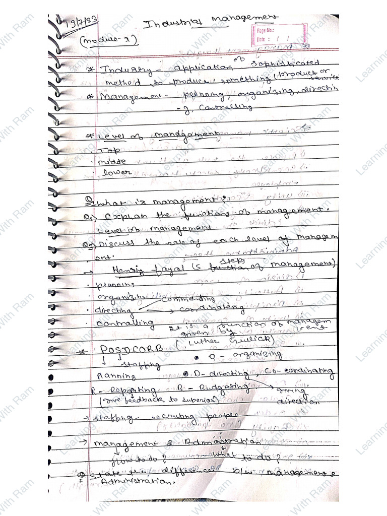 Industrial Management (Complete Notes) ? | PDF