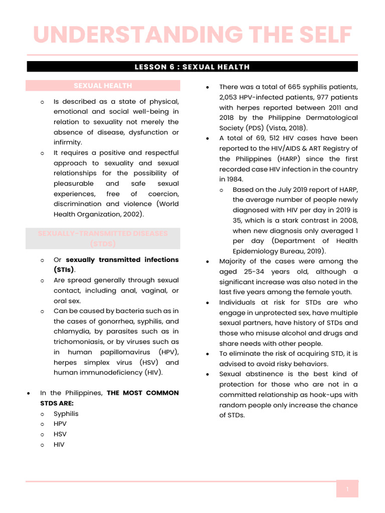 UTS - Lesson 6 - Sexual Health | PDF | Sexually Transmitted Infection ...