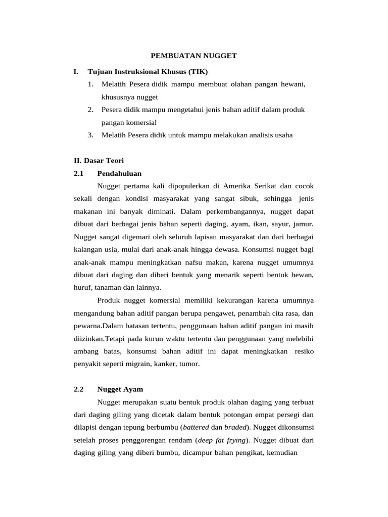 Pembuatan-Nugget 1 | PDF | Memasak, Makanan, & Anggur