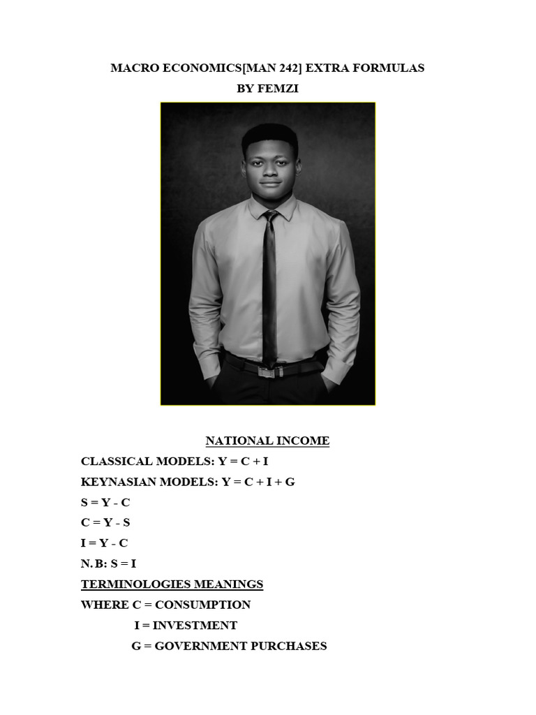 Macro Economics Extra Formulas by Femzi | PDF