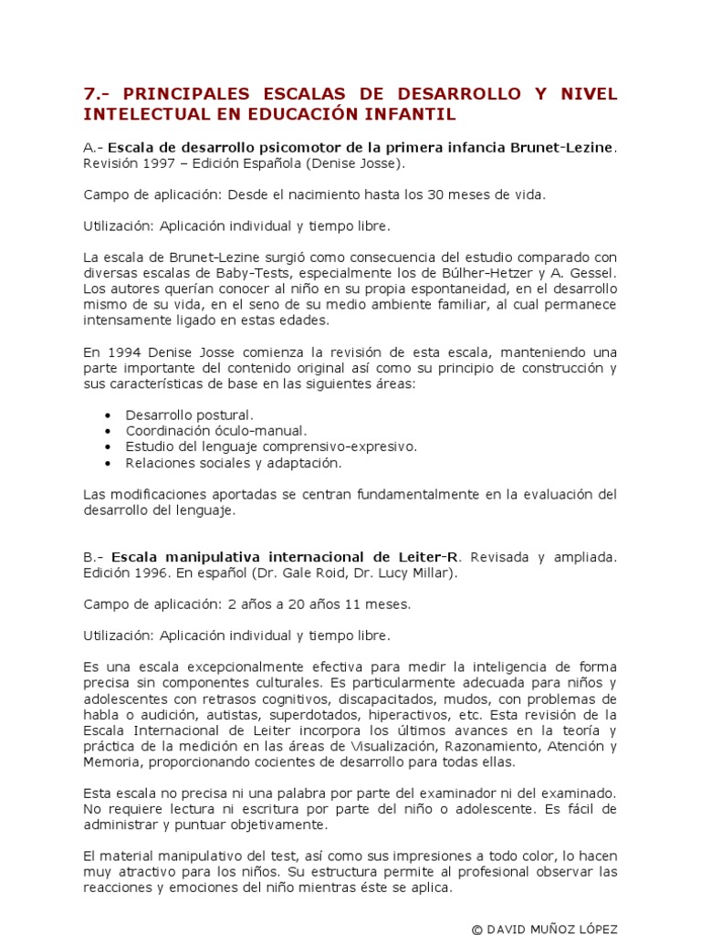 Escalas de Desarrollo Educación Infantil