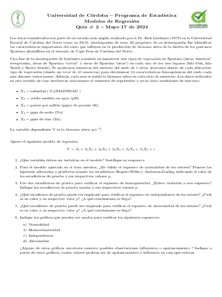 Quiz 2do Corte 2 MR 2024 1 | PDF | Estadísticas