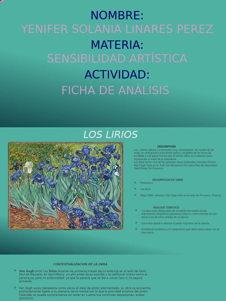 Actividad 5 Fichade Analisis (Lirios) | PDF | Vincent Van Gogh | Pinturas