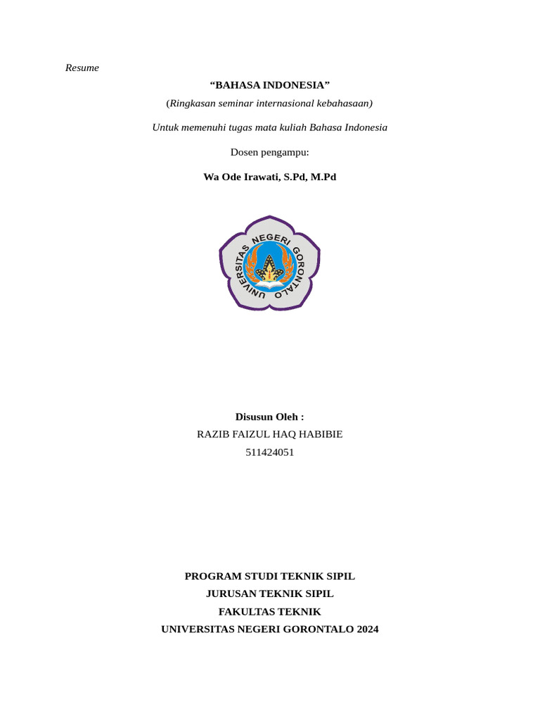 Rangkuman Seminar - Razib Faizul Haq Habibie - 511424051 - Kelas B | PDF | Perjalanan | Seni ...