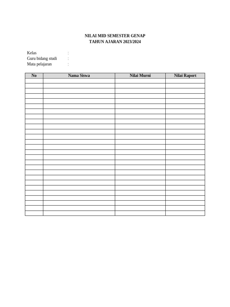 Blangko Nilai | PDF