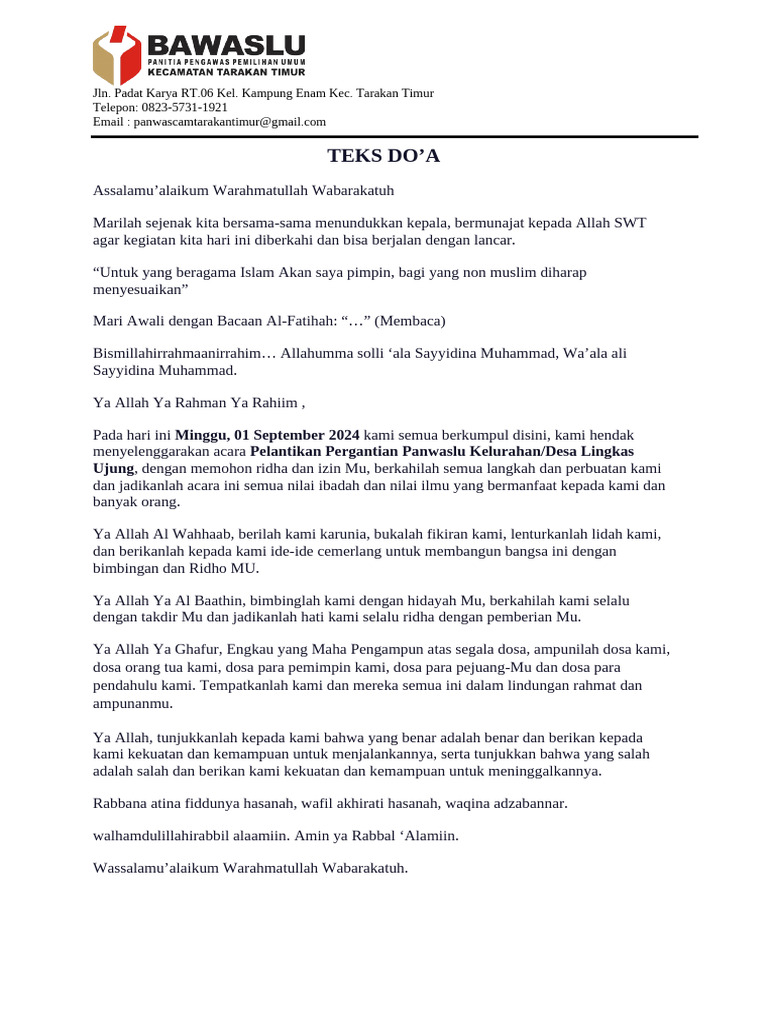 Teks Pembacaan Doa | PDF