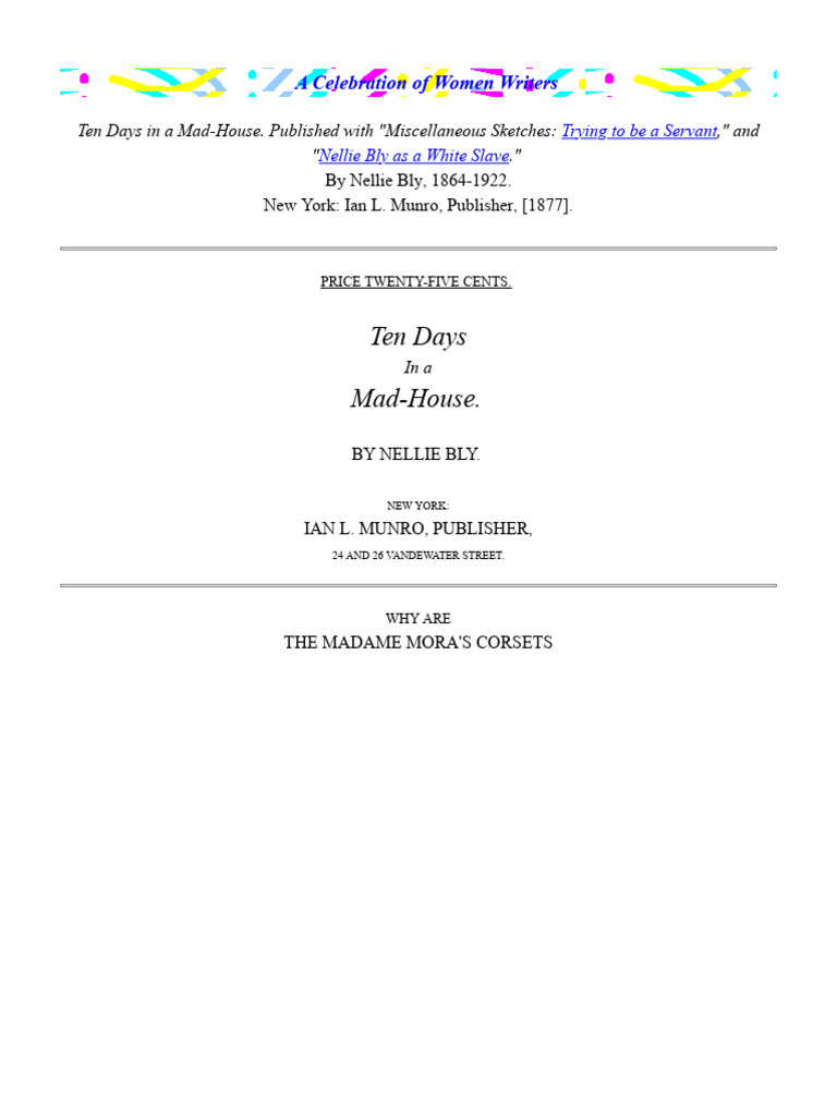 Nellie Bly - Ten Days in A Mad-House | PDF | Insanity