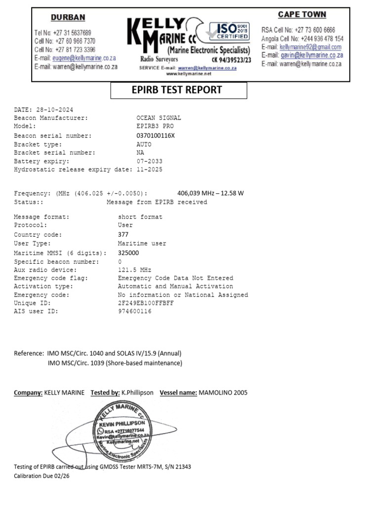 EPIRB3 PRO Test Report - Ocean Signal | PDF | Computers | Technology ...
