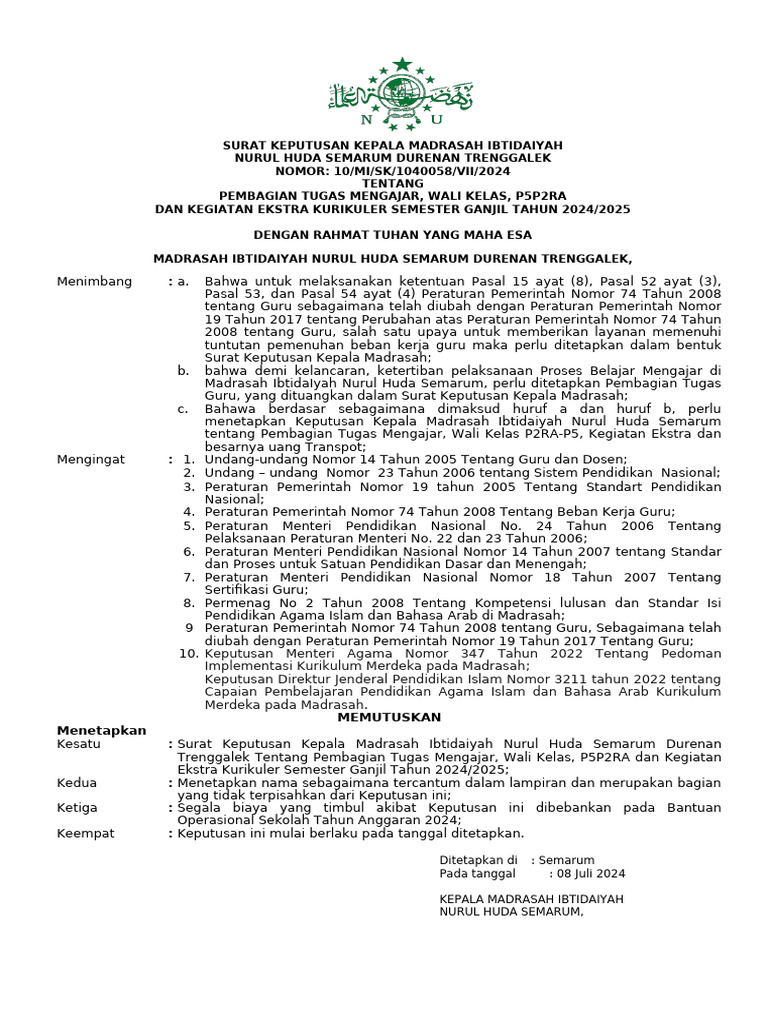 10.SK - Mengajar-GANJIL - 2024-2025 JADI | PDF