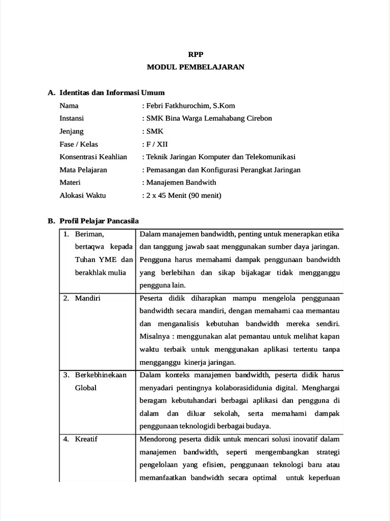 RPP RPP Modul Pembelajaran Modul Pembelajaran | PDF