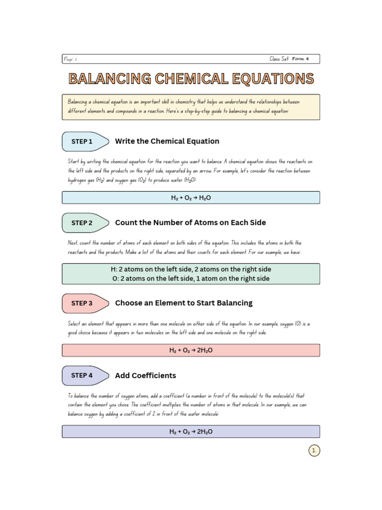Balancing Chemical Equations Notes and Practice Problems Worksheet ...