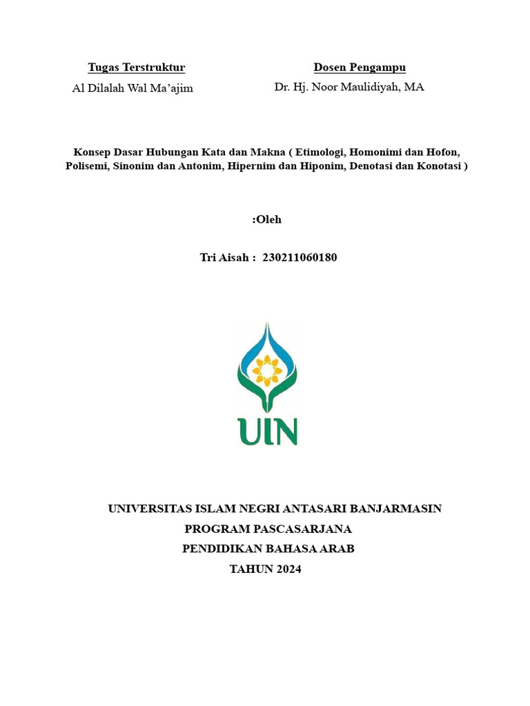 Hubungan Makna Dan Kata | PDF | Seni & Disiplin Bahasa