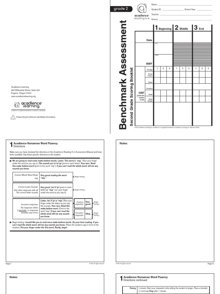 Acadience Reading Benchmark Assessment | PDF | Breads