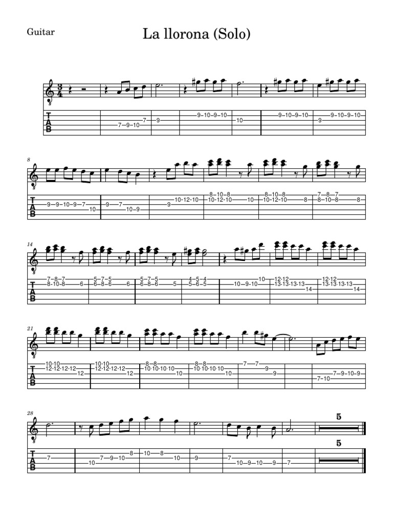 LA LLORONA (SOLO) - Guitar | PDF