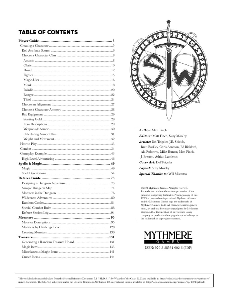 Swords & Wizardry Complete Revised - Custom1 | PDF | Role Playing Games ...