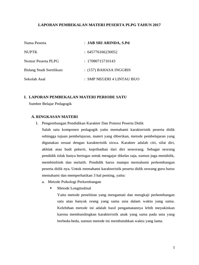 Laporan I Pedagogik | PDF