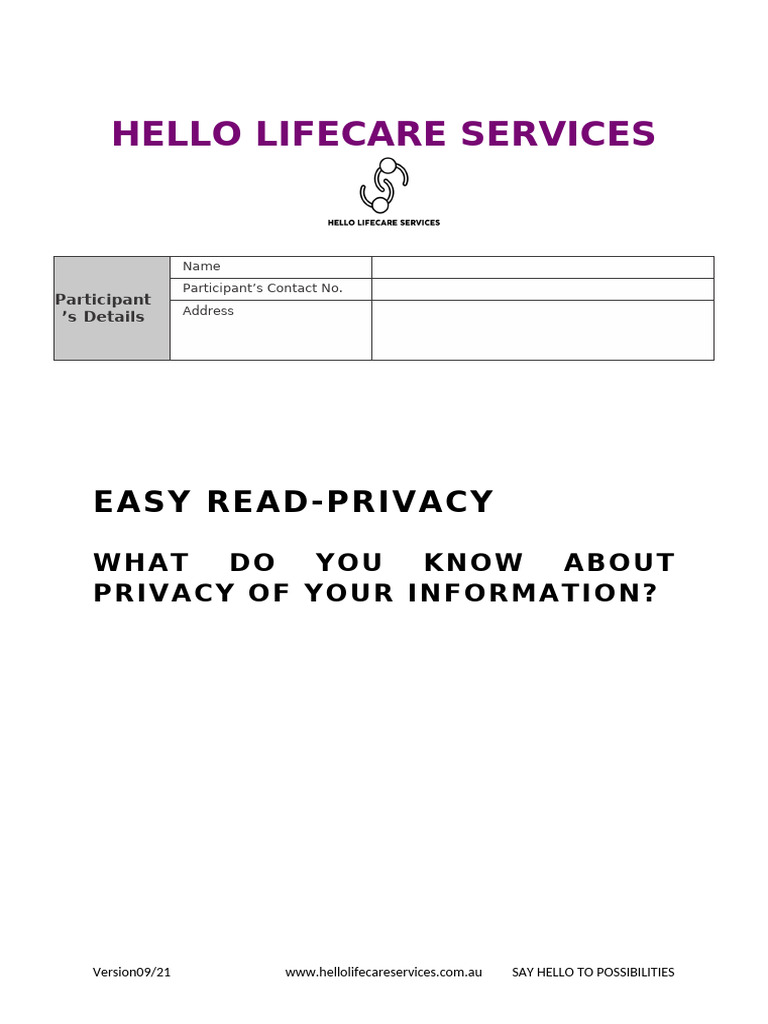Easy Read Privacy | PDF