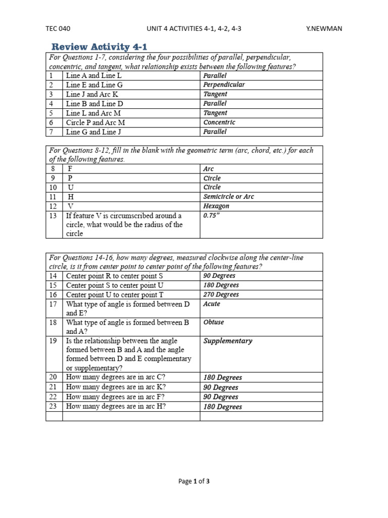 Unit 4 Review Activity | PDF | Triangle | Circle