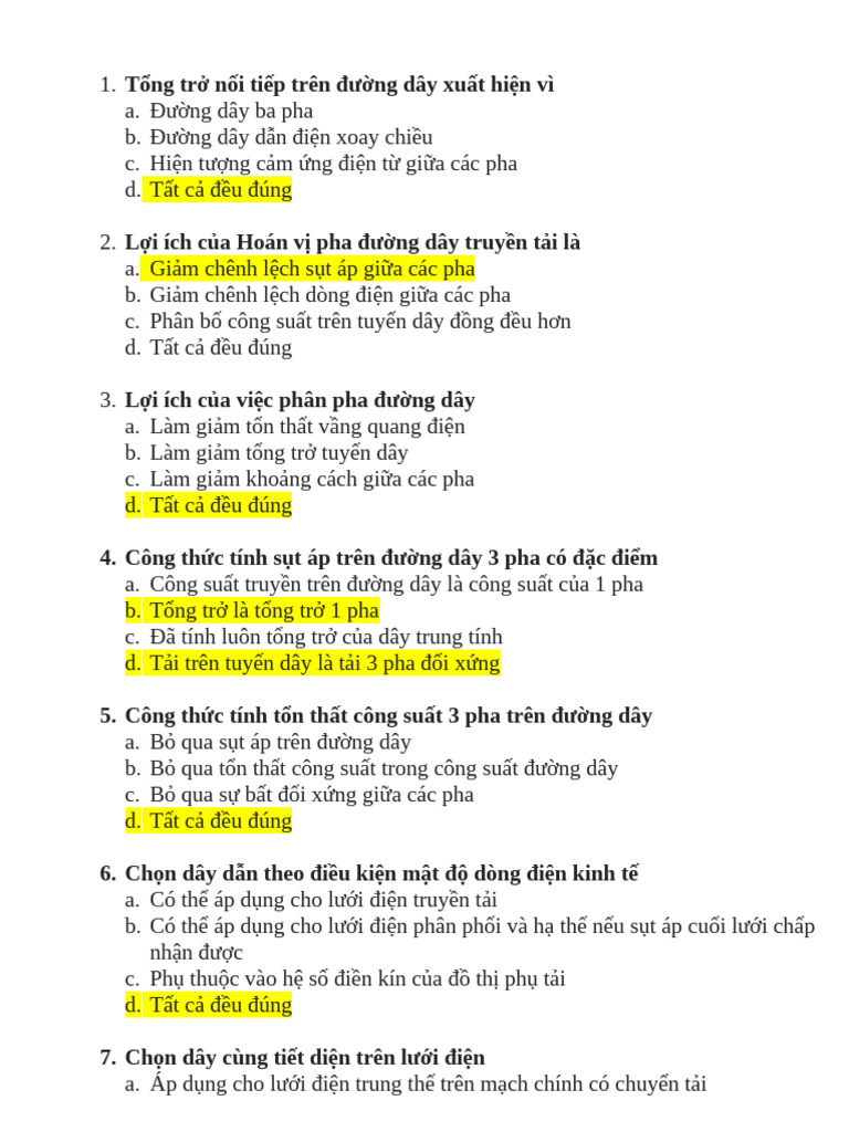 (123doc) Cau Hoi Trac Nghiem He Thong Dien Tong Hop Cac Chuong Co Dap An Chi Tiet | PDF