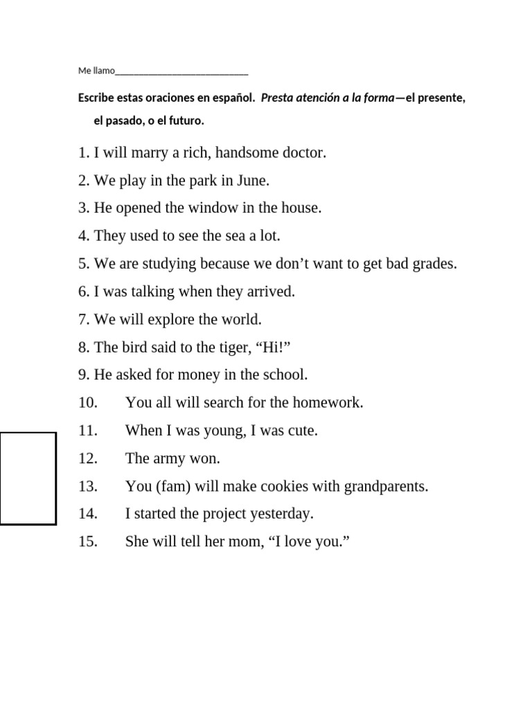2024 Sp. III Multi Tense Translation | PDF | Language Arts & Discipline
