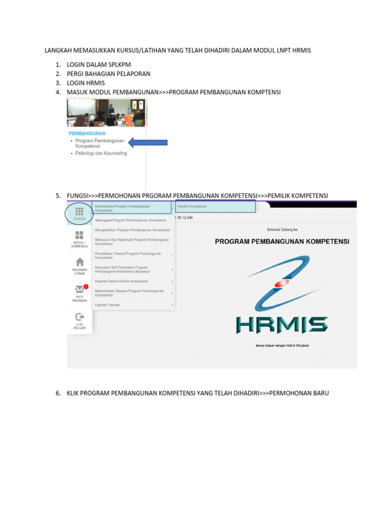 Langkah Memasukkan Kursus Dalam Hrmis Untuk Modul LNPT | PDF ...