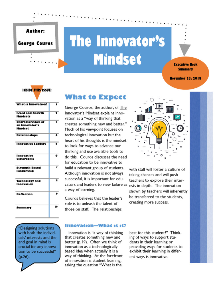 The Innovator's Mindset - Dulcie Puobi | PDF | Mindset | Teachers