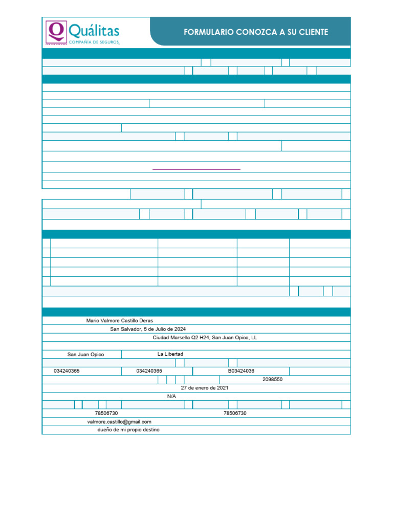 Formulario Conozca a su Cliente | PDF | Seguro | Póliza de seguros