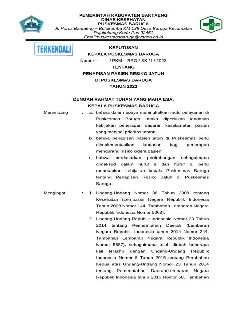 SK Penapisan Pasien | PDF